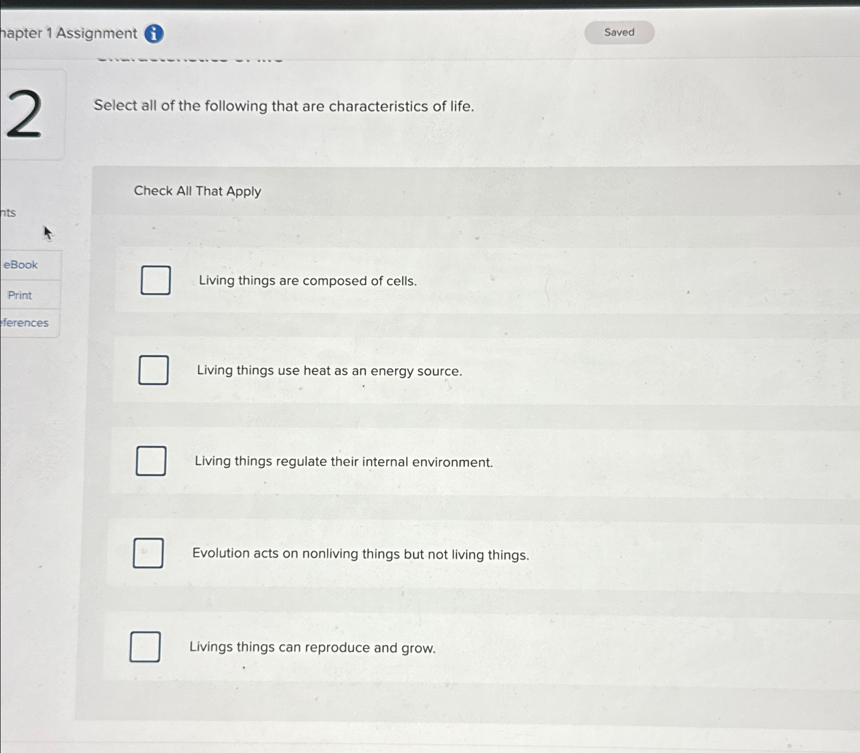 Solved hapter 1 ﻿Assignment iSelect all of the following | Chegg.com