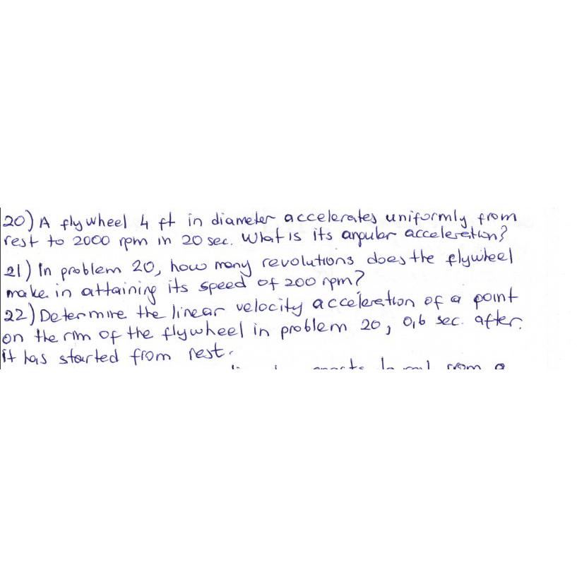 Solved A flywheel 4ft in diameter accelerates uniformly from | Chegg.com