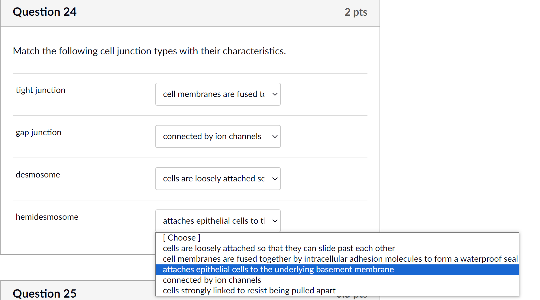 Solved Match the following cell junction types with their | Chegg.com