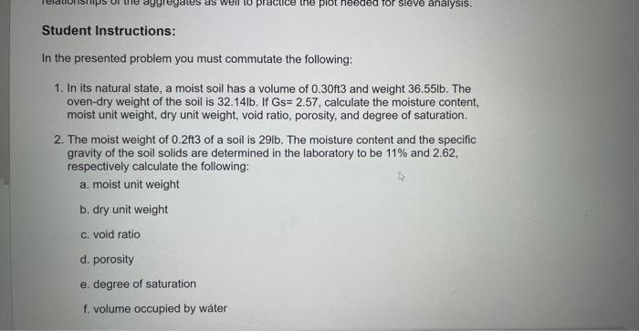 2. The moist weight of 0.2ft3 of a soil is 29 b. The | Chegg.com