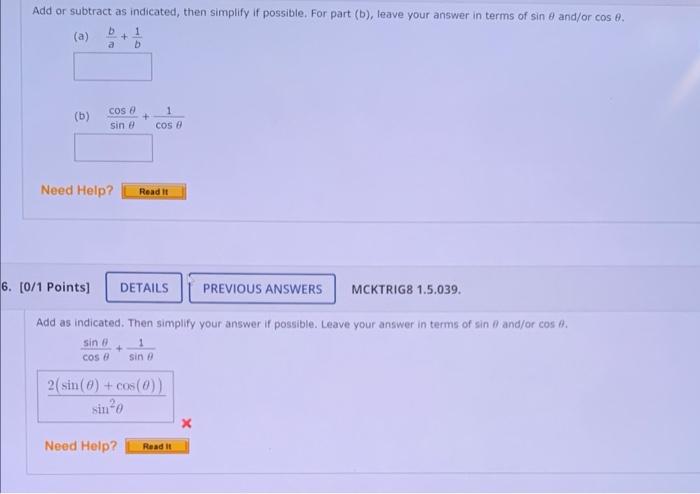 Solved Add or subtract as indicated, then simplify if | Chegg.com