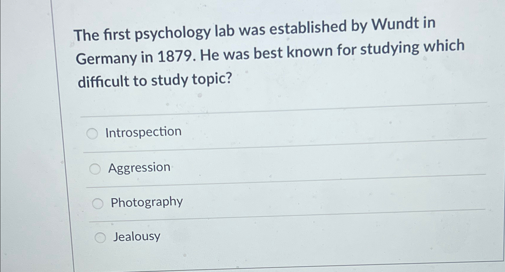 Solved The first psychology lab was established by Wundt in | Chegg.com