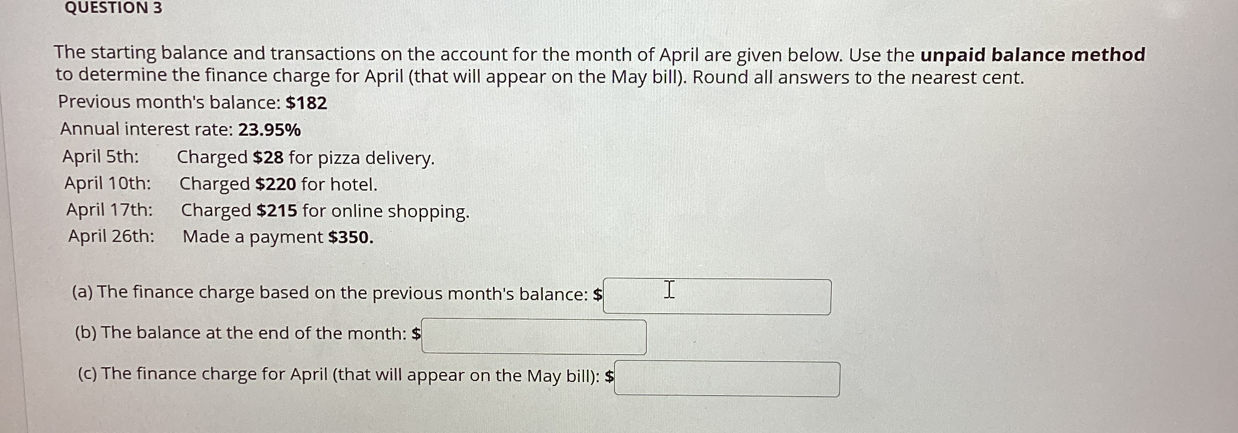 Solved QUESTION 3The starting balance and transactions on | Chegg.com