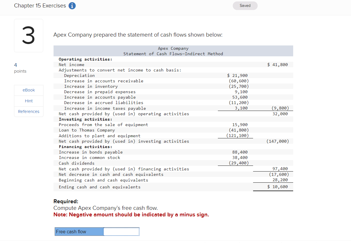 Solved Apex Company prepared the statement of cash flows | Chegg.com