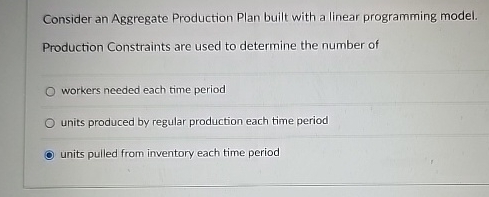 Solved Consider an Aggregate Production Plan built with a | Chegg.com