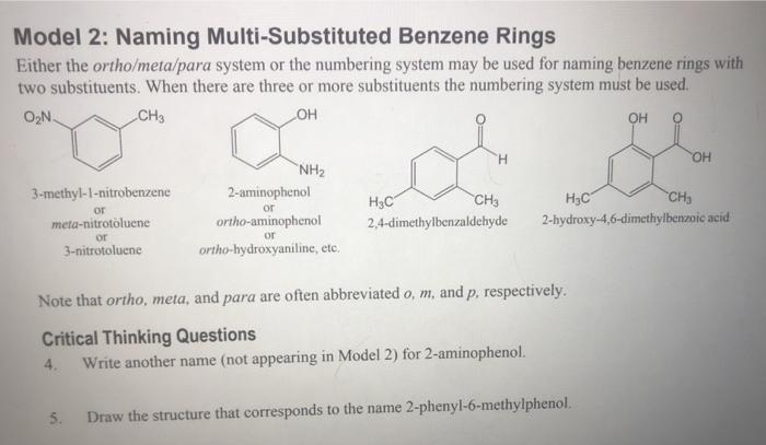 Solved Model 2: Naming Multi-Substituted Benzene Rings | Chegg.com