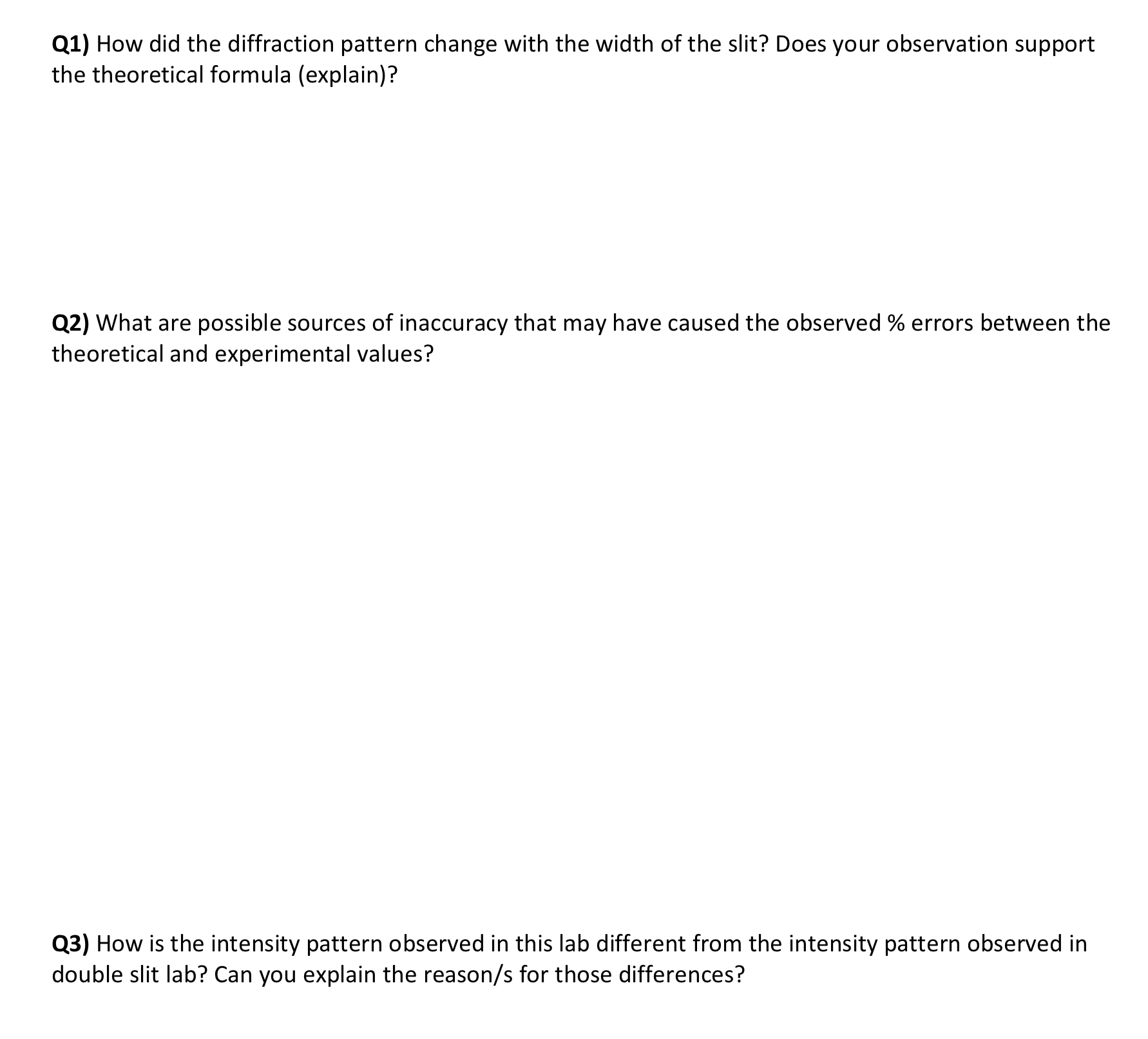 Solved Lab 14 - ﻿Single Slit DiffractionQ1) ﻿How did the | Chegg.com