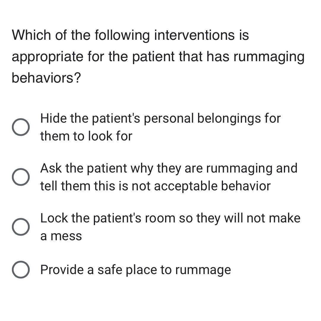 Solved Which of the following interventions is appropriate | Chegg.com