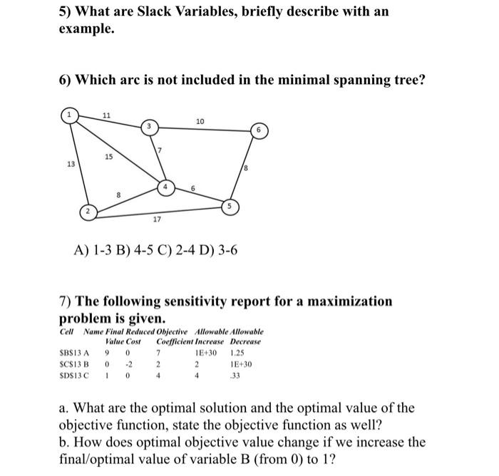 Solved 5) What are Slack Variables, briefly describe with an | Chegg.com