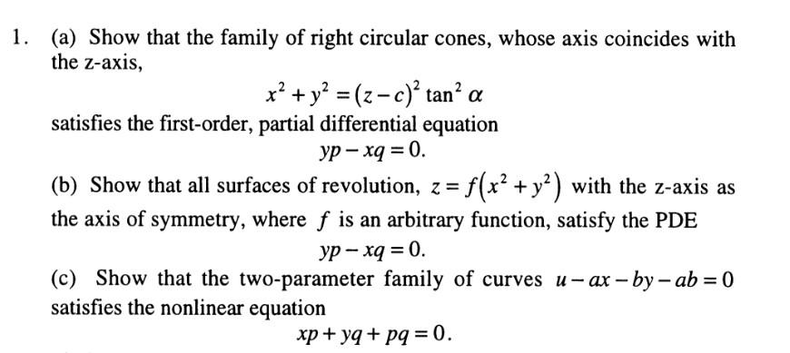 Solved (a) Show that the family of right circular cones, | Chegg.com