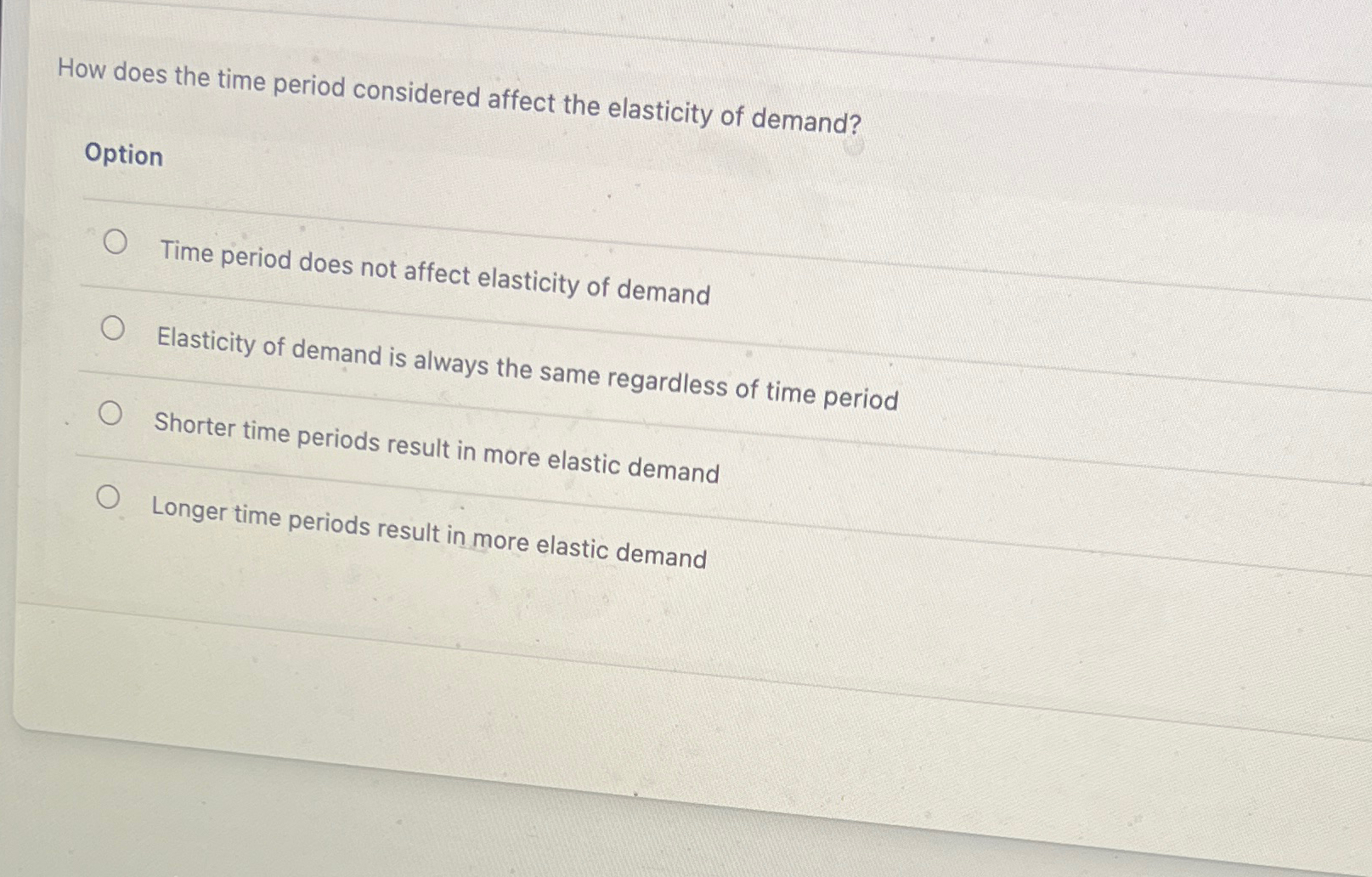 Solved How does the time period considered affect the | Chegg.com