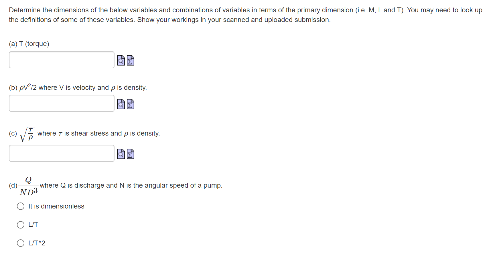 Solved Determine the dimensions of the below variables and | Chegg.com