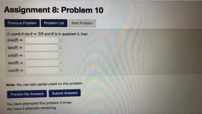 Solved Assignment 8 Problem 10 Previous Problem Problem 