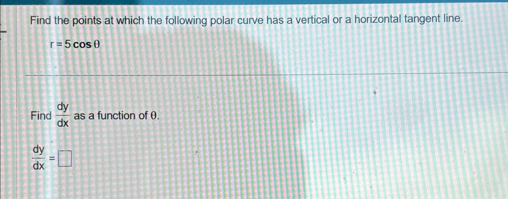 Solved Find the points at which the following polar curve | Chegg.com
