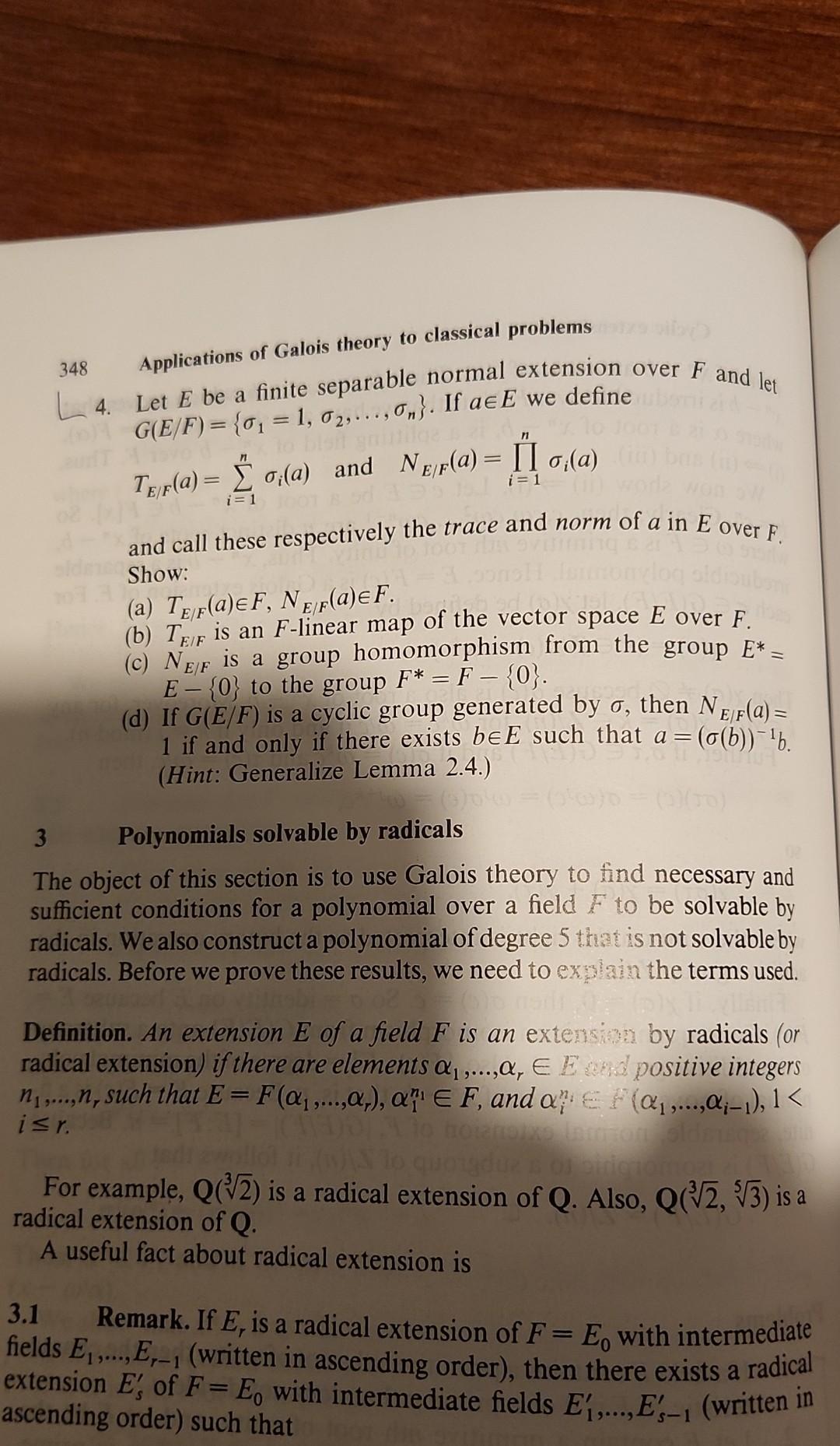 Solved 348 Applications of Galois theory to classical | Chegg.com