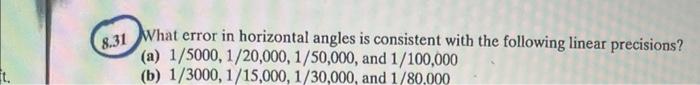 Solved 31 What error in horizontal angles is consistent with | Chegg.com