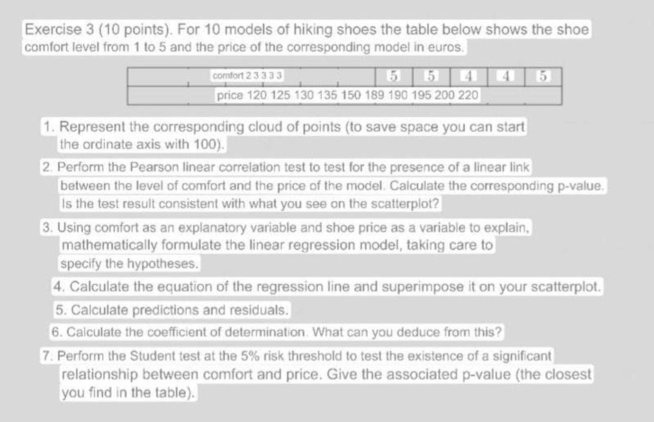 Solved Exercise 3 (10 ﻿points). ﻿For 10 ﻿models of hiking | Chegg.com