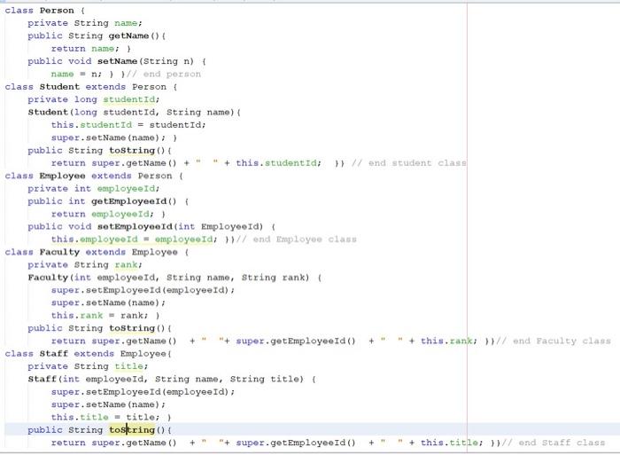 Solved class Person private String name; public String | Chegg.com