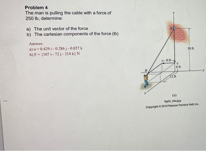 Solved Problem 4 The man is pulling the cable with a force | Chegg.com