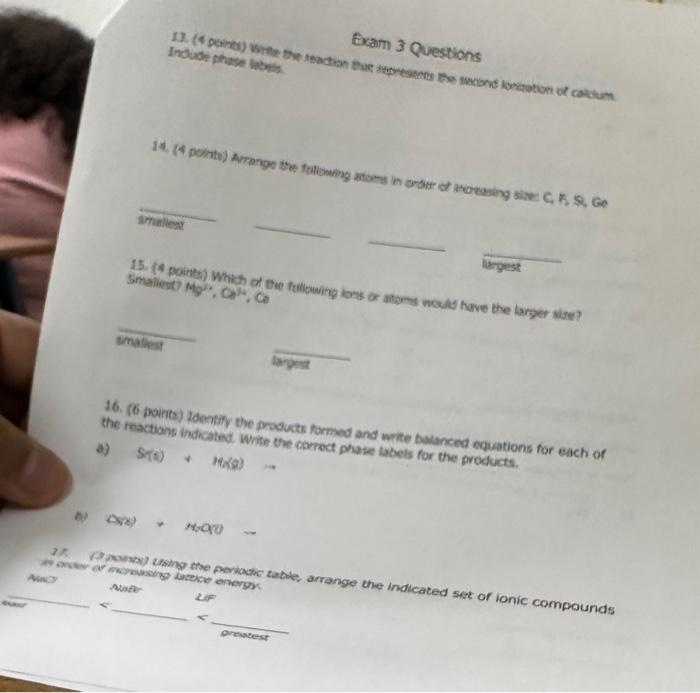 Solved Exam 3 Questions Indude phase laberis. imatien mation | Chegg.com