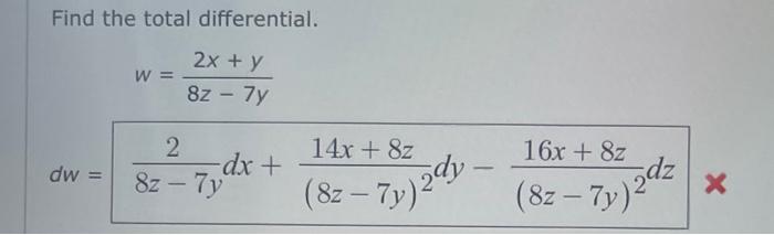 Find the total differential. | Chegg.com