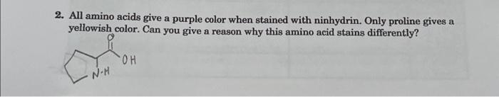 Solved All amino acids give a purple color when stained with | Chegg.com