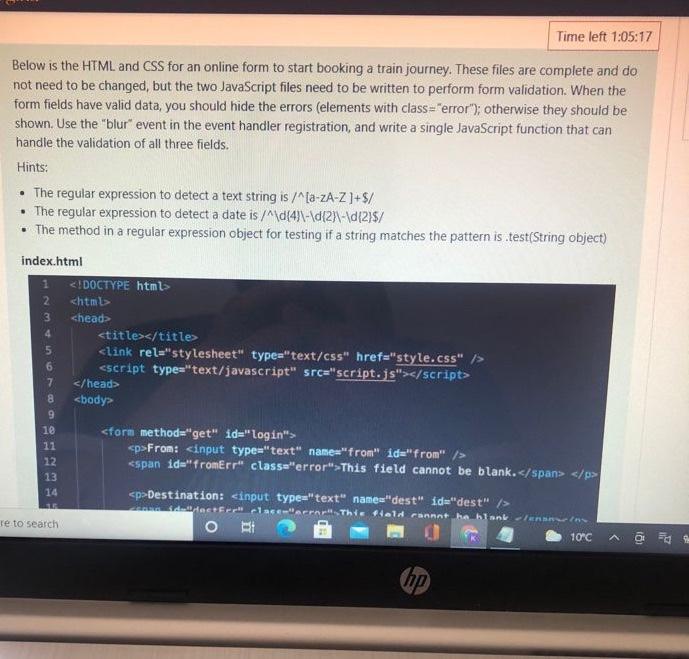 Solved Time left 1:05:17 Below is the HTML and CSS for an | Chegg.com