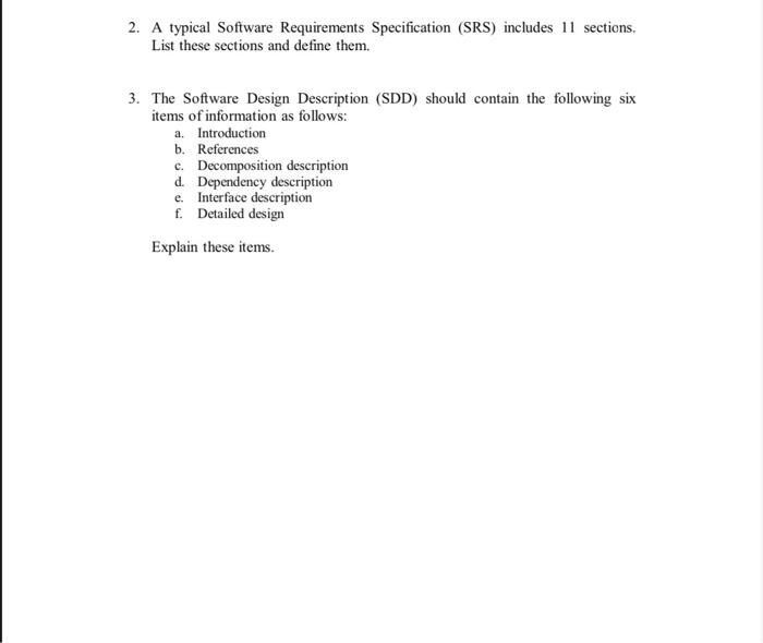 Solved 2. A typical Software Requirements Specification | Chegg.com