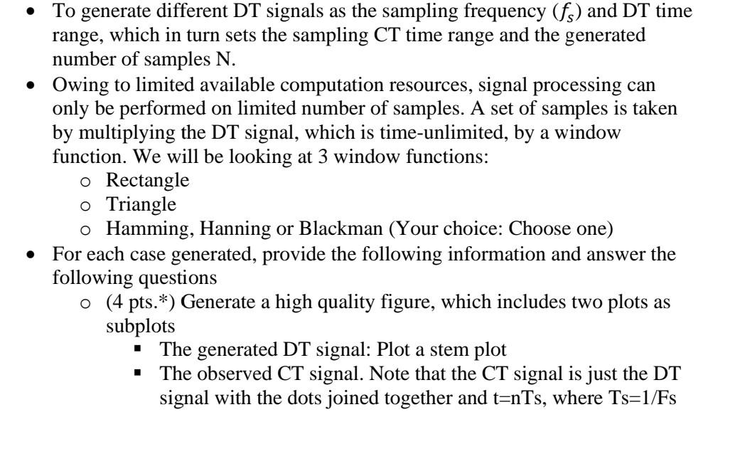 - To generate different DT signals as the sampling | Chegg.com