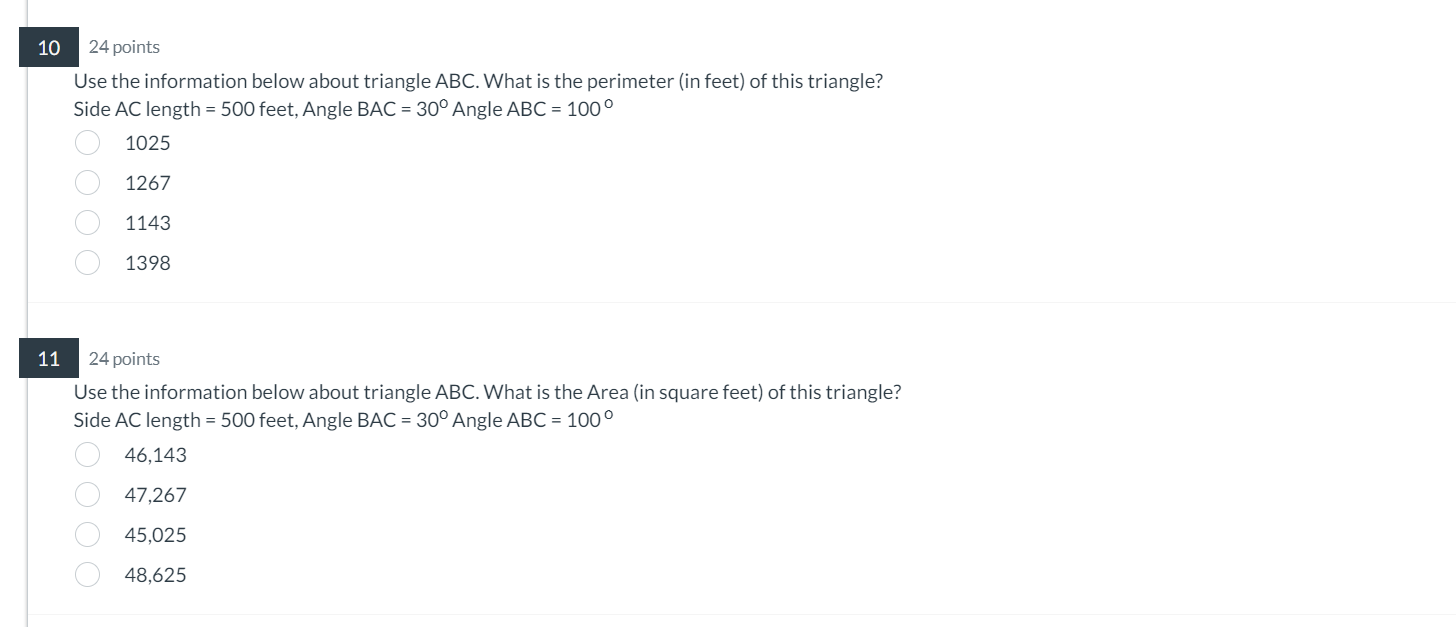 Solved 1024 ﻿pointsUse the information below about triangle | Chegg.com