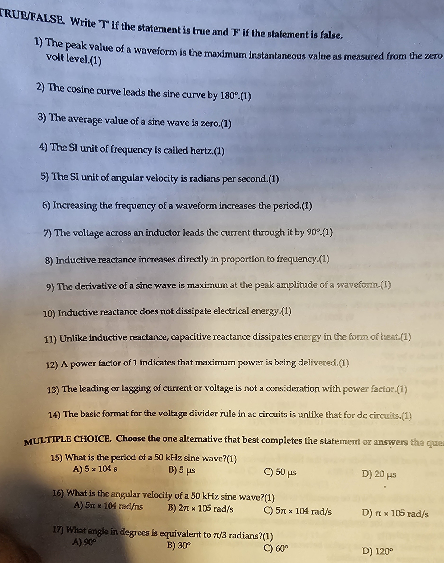 Solved TRUE/PALSE. ﻿Write ' T ' ﻿if the statement is true | Chegg.com