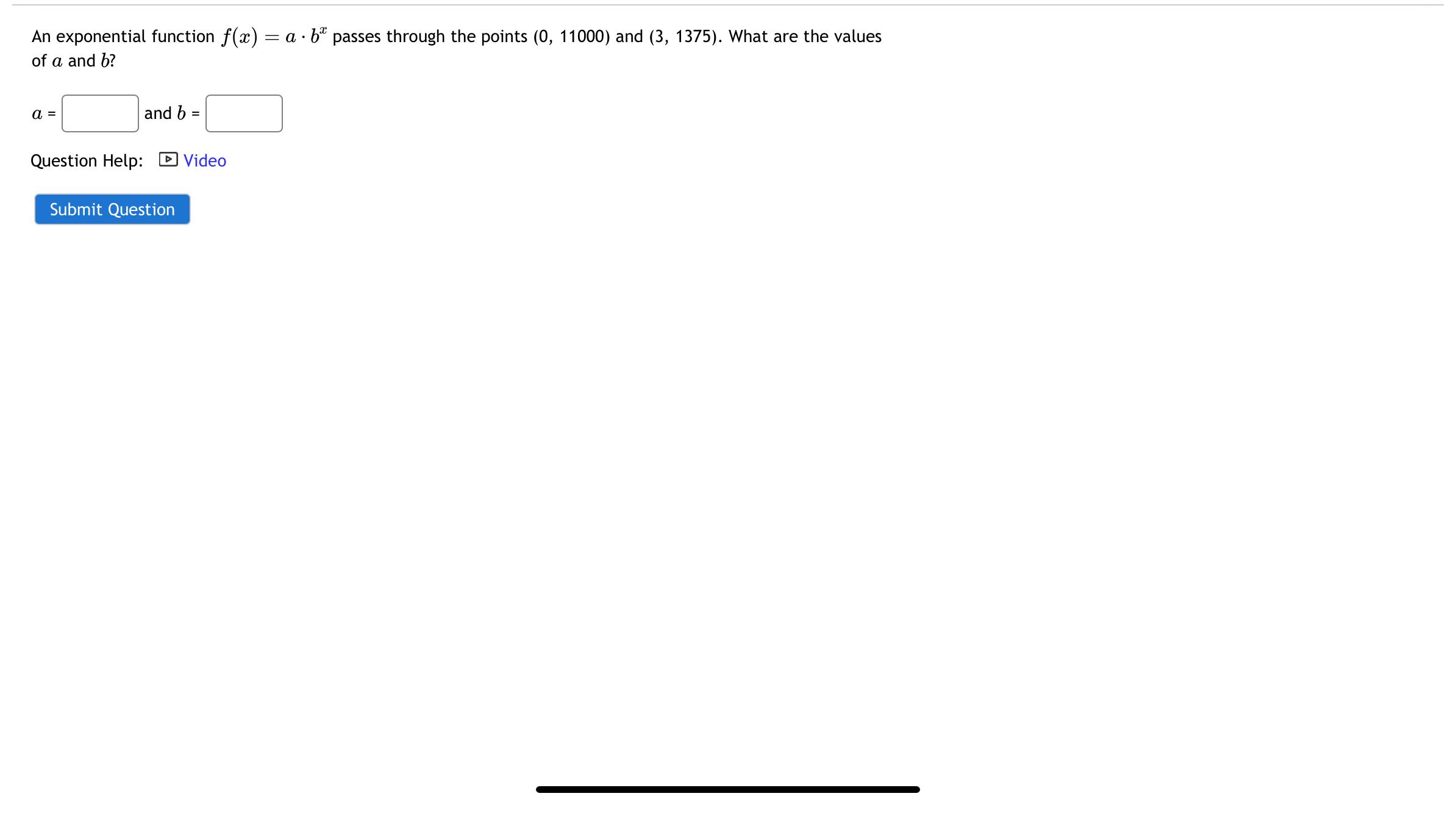 Solved An exponential function f(x)=a*bx ﻿passes through the | Chegg.com