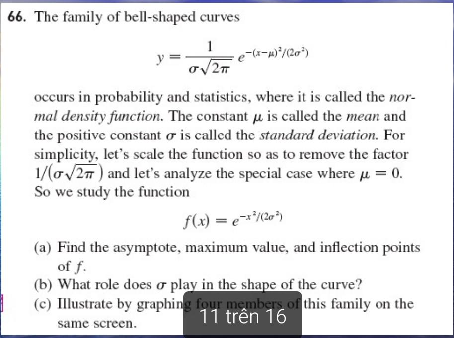 Solved 66. The family of bell-shaped curves | Chegg.com