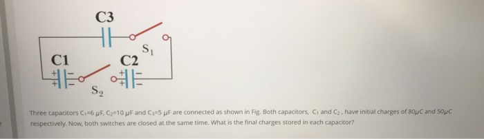 Solved Three capacitors C1=6 muF, C2=10 muF and C3=5 muF are | Chegg.com
