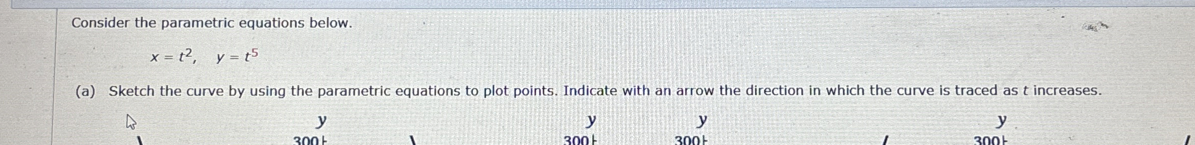 Consider The Parametric Equations Below X T2 Y T5 A