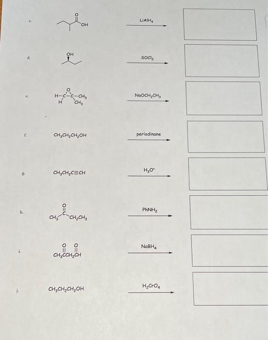 Solved LIAIHA OH OH d SOCI H-C-C-CH₃ CH, NOOCH.CH H f. CH, | Chegg.com