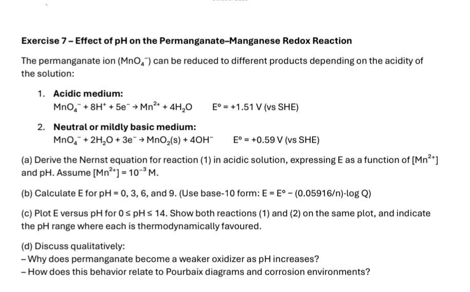Solved Exercise 7 - ﻿Effect of pH on the | Chegg.com