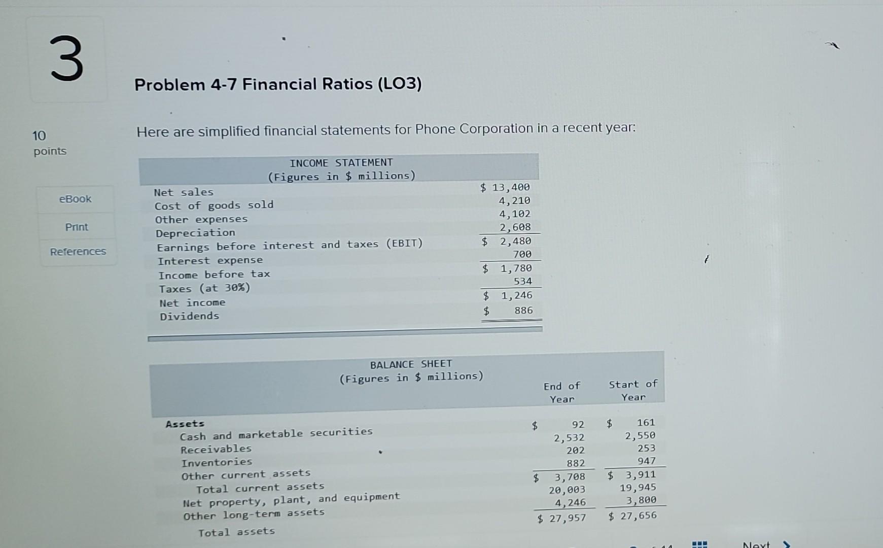 Solved Problem 4-7 Financial Ratios (LO3) Here are | Chegg.com