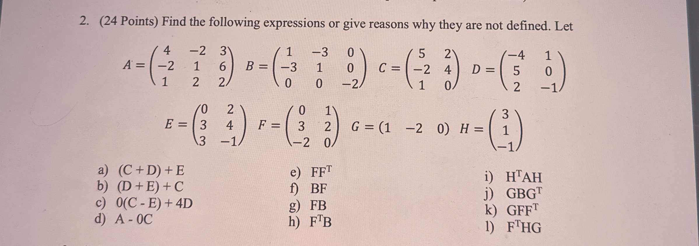 Solved (24 ﻿Points) ﻿Find the following expressions or give | Chegg.com