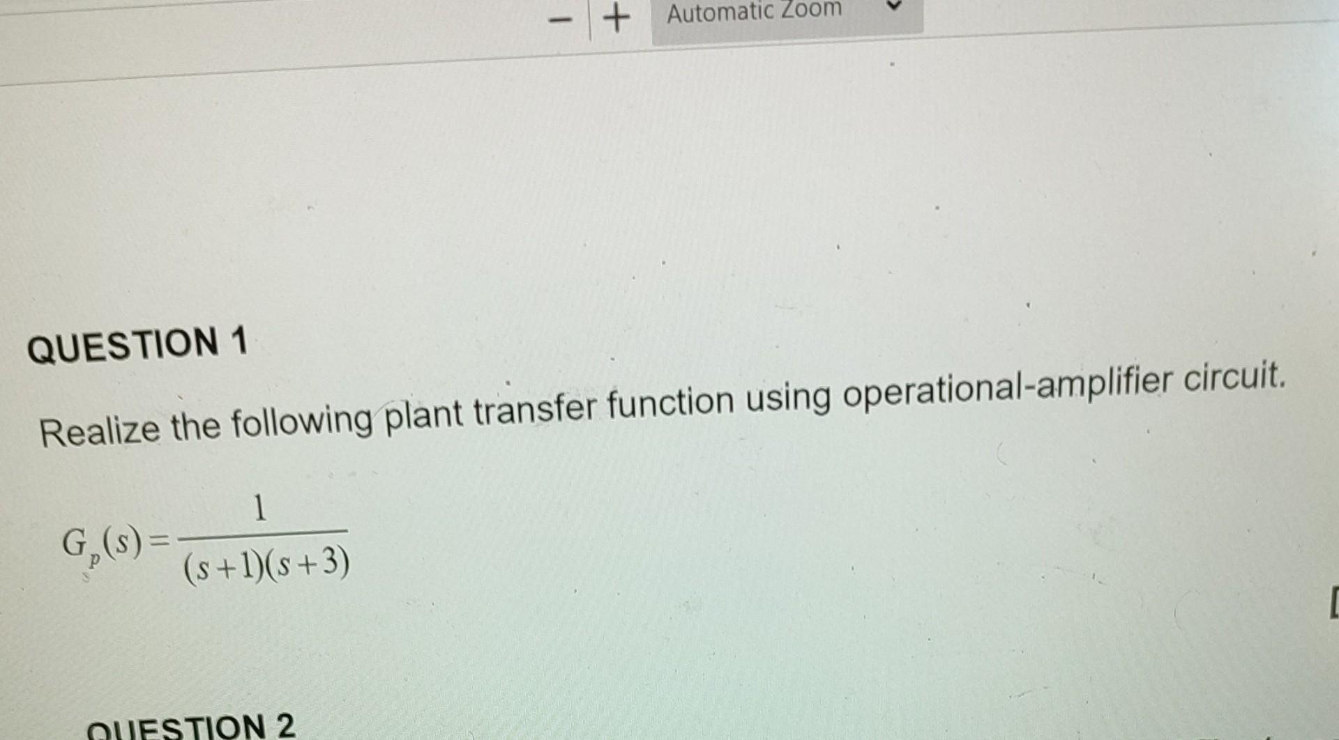 Solved Realize the following plant transfer function using | Chegg.com