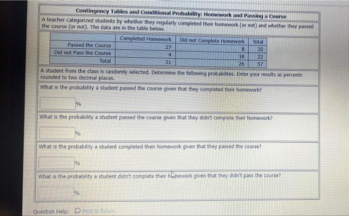 Solved Contingency Tables and Conditional Probability: | Chegg.com