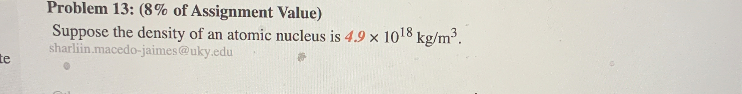 Solved Problem 13: (8% ﻿of Assignment Value)Suppose the | Chegg.com