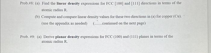 Solved Prob.\#8: (a) Find the linear density expressions for | Chegg.com