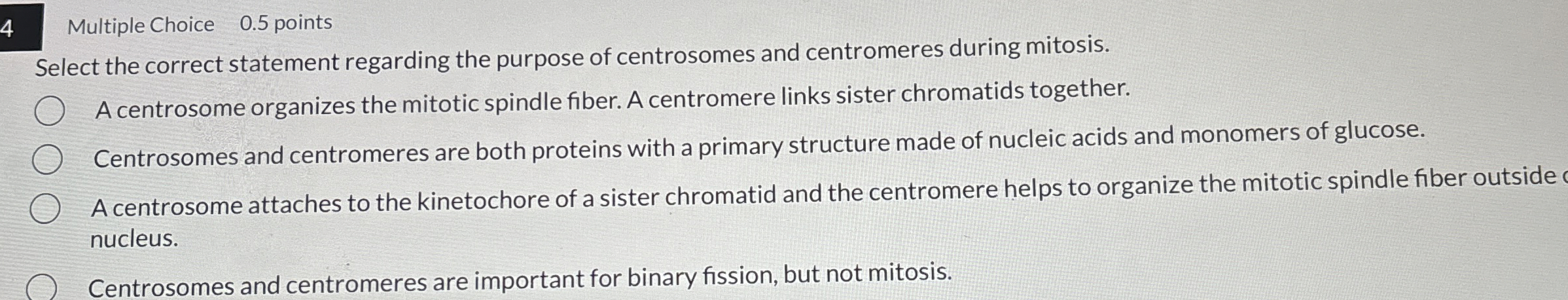 Solved 4Multiple Choice0.5 ﻿pointsSelect the correct | Chegg.com
