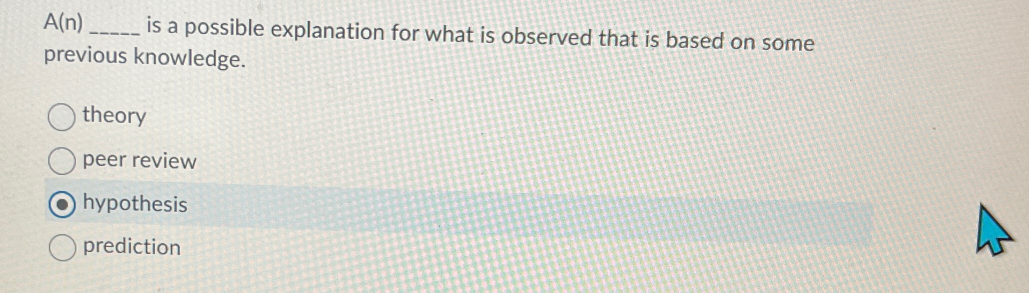 Solved A(n) ___ ﻿is a possible explanation for what is | Chegg.com