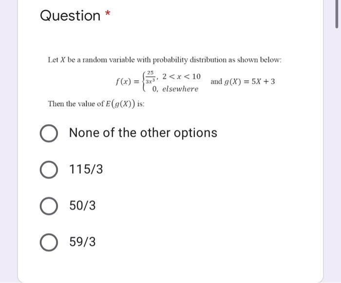 Solved Question * Let X be a random variable with | Chegg.com