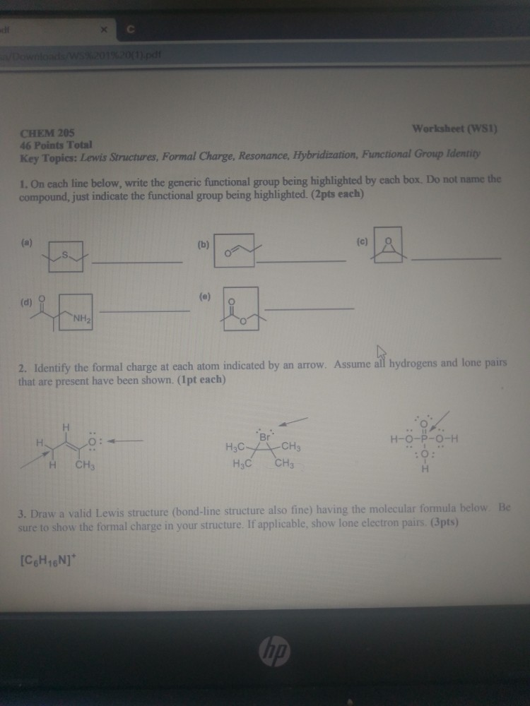 Solved owW01001).pdf CHEM 205 Worksheet (WSI) 46 Points | Chegg.com