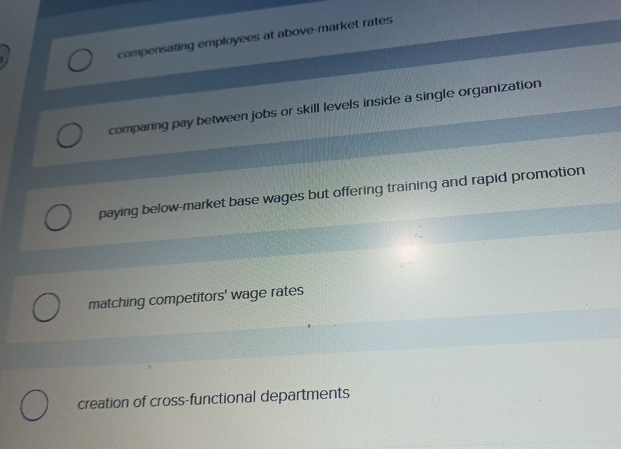 Solved compensating employees at above-market ratescomparing | Chegg.com