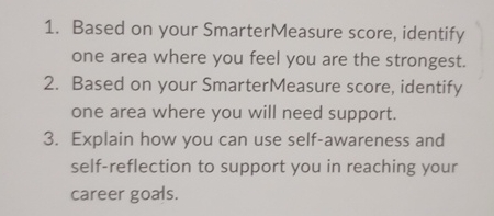 Solved Based on your SmarterMeasure score, identify one area | Chegg.com