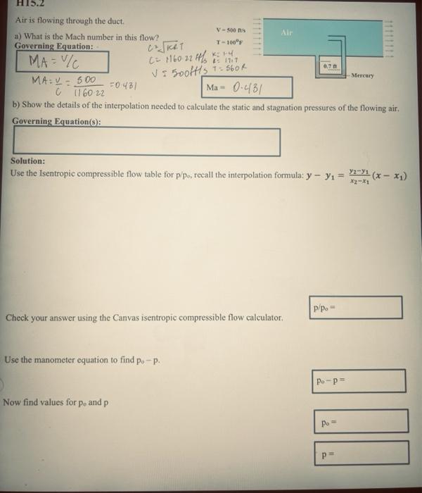 Solved Air is flowing through the duct. a) What is the Mach | Chegg.com